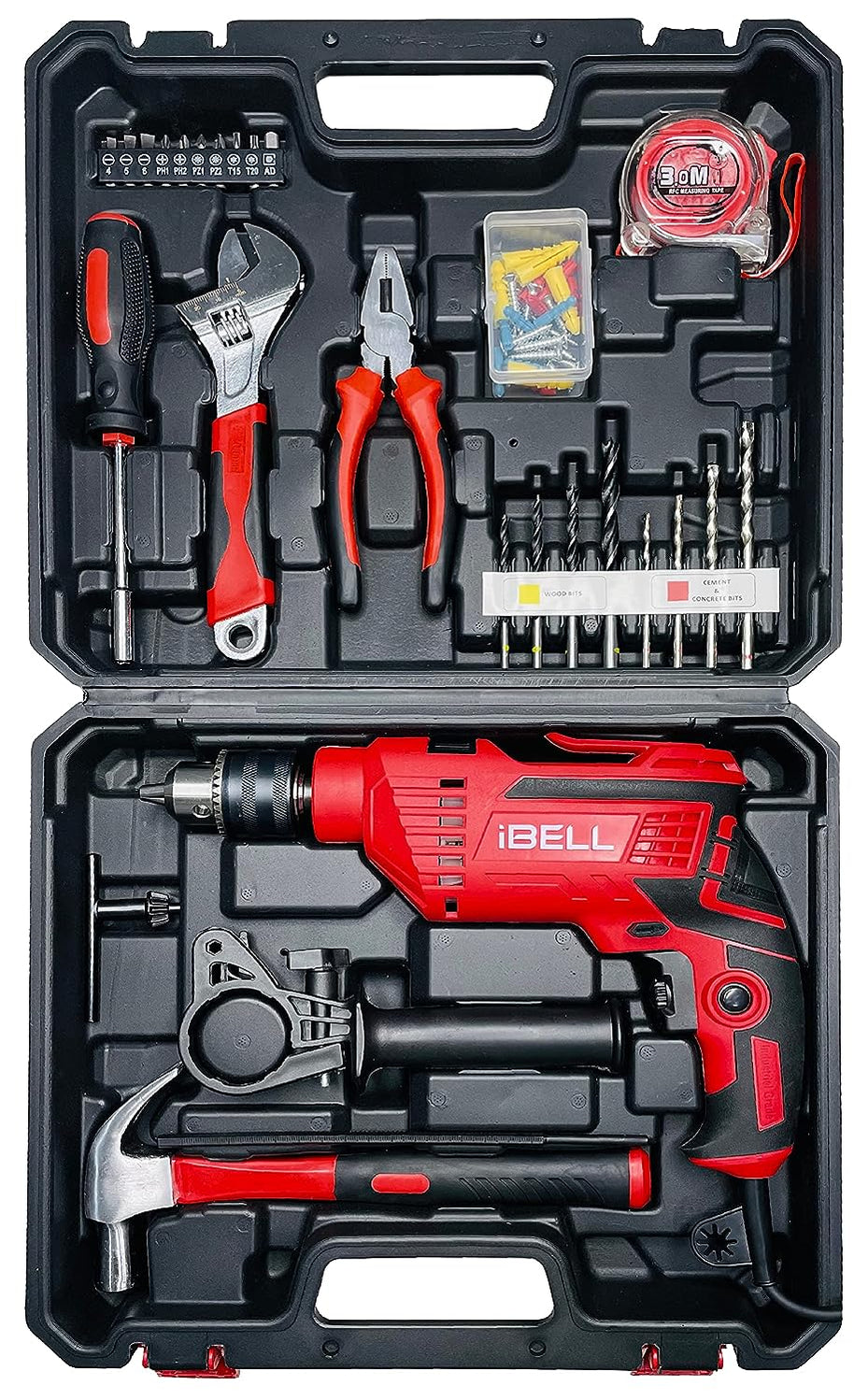 IBELL Professional Tool Kit with Impact Drill TD13-85, 650W, Copper Ar ...