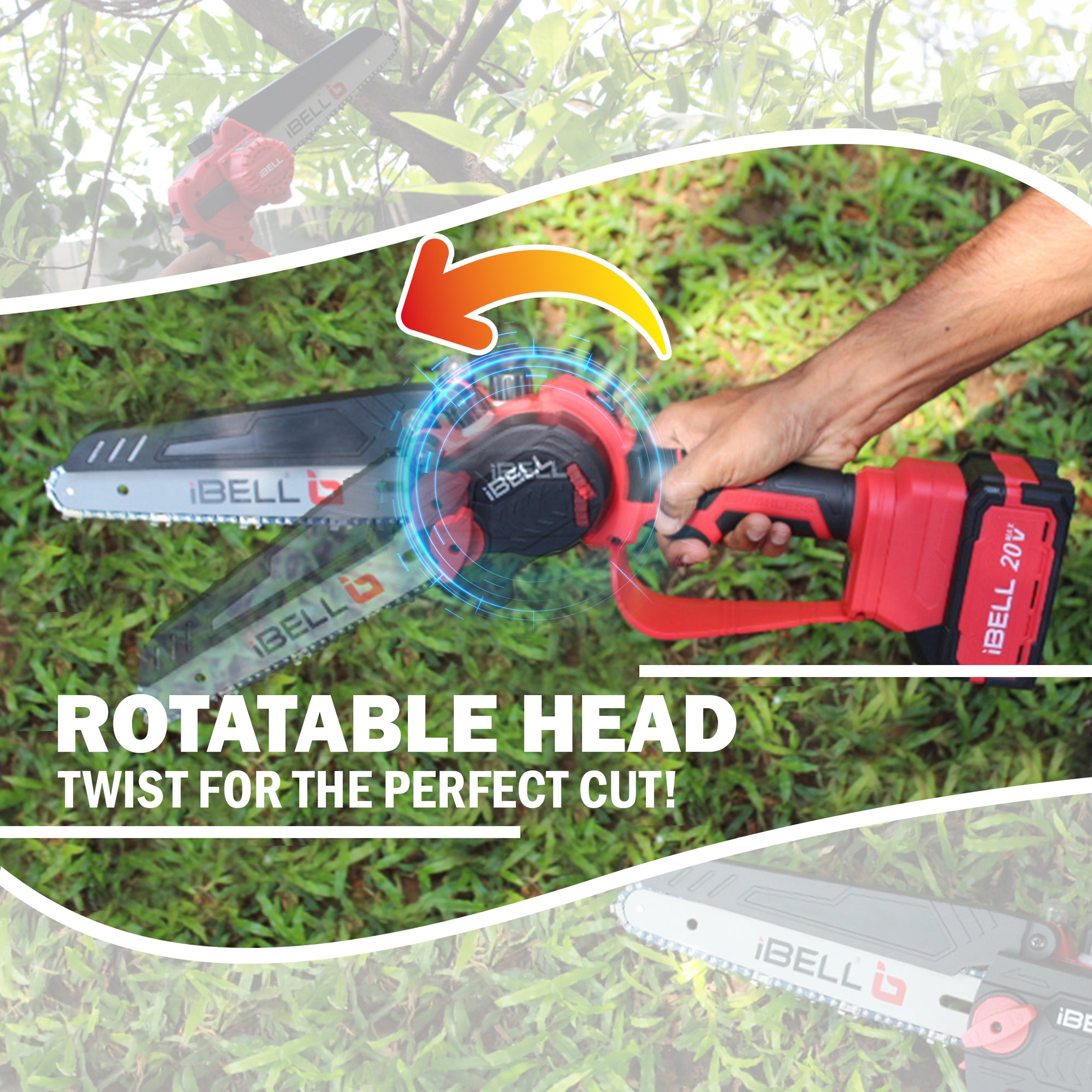 IBELL One Power Series BS 20 08 Cordless Chain Saw Brushless with 4AH ...