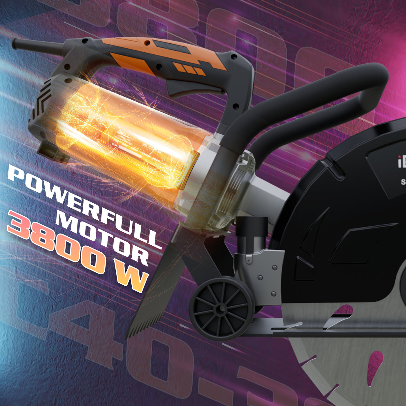 IBELL CC40-38 Electric 3800W, 4700RPM Concrete Saw 16 inch, Guide Roll ...