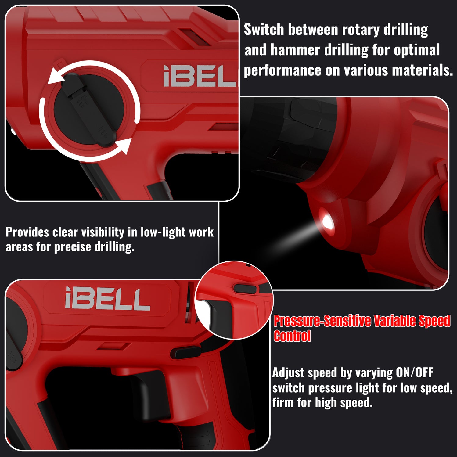 iBELL One Power Series Cordless Rotary Hammer Drill CH20-10 | 20V, 2.0 ...