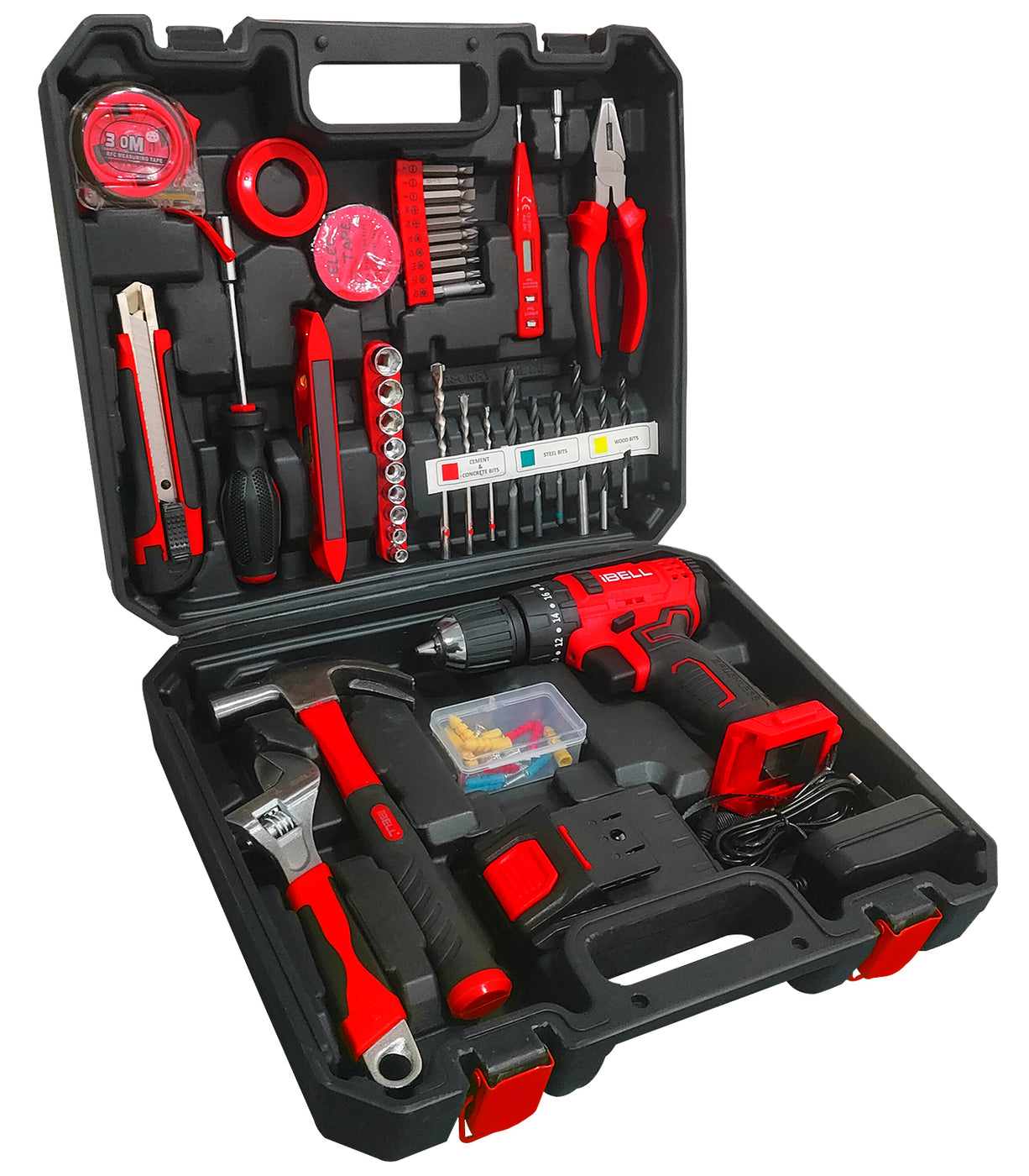 iBELL CT20-38 Cordless Impact Drill Tool Kit with 101 Home Tools | 20V ...