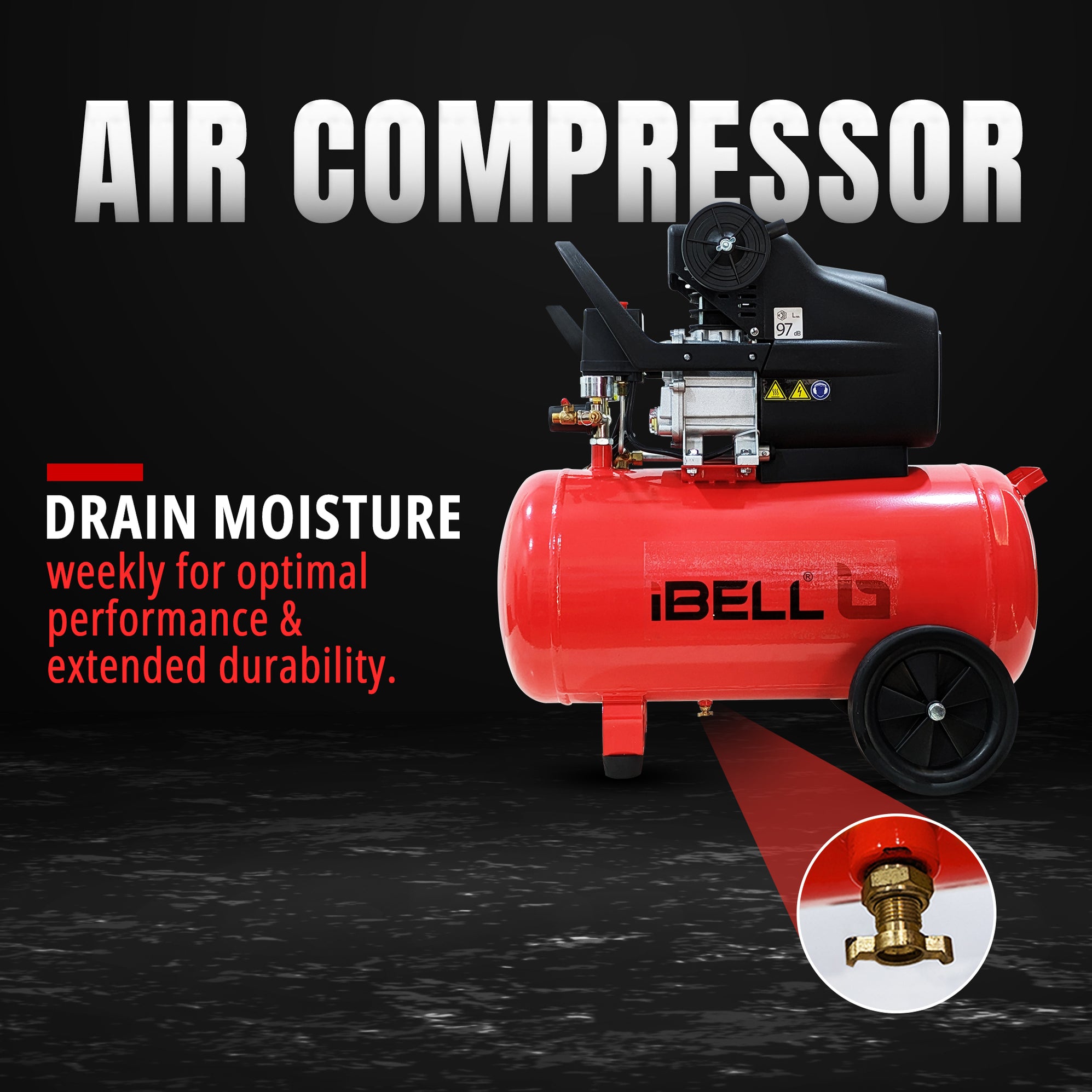 IBELL DDC50L 2.0HP Air compressor with 50L tank capacity and discharge ...