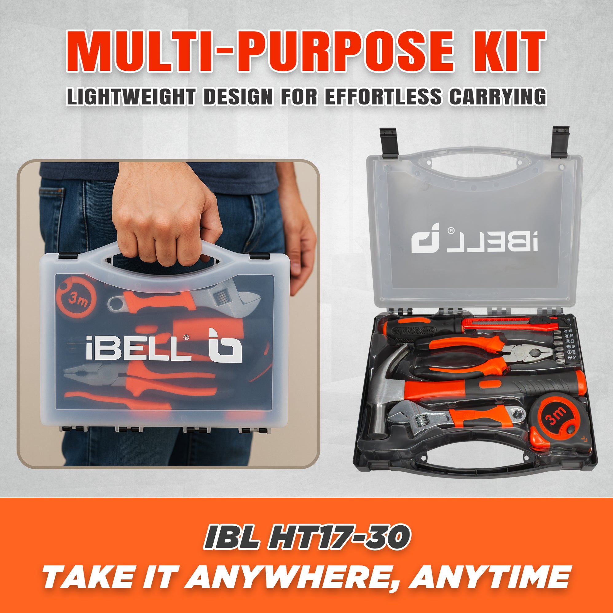RENEWED - IBELL HT17-30 Hand Tool Kit for Household DIY & Emergency Ma ...