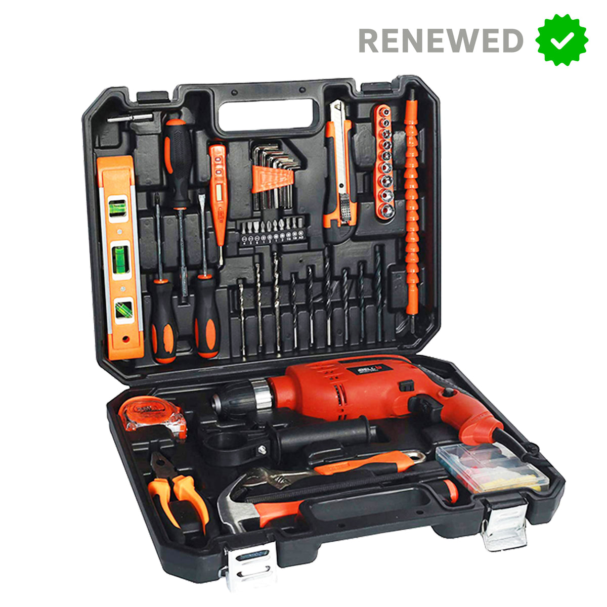 Renewed – iBELL Professional Tool Kit with Impact Drill TD13-100, 650W ...