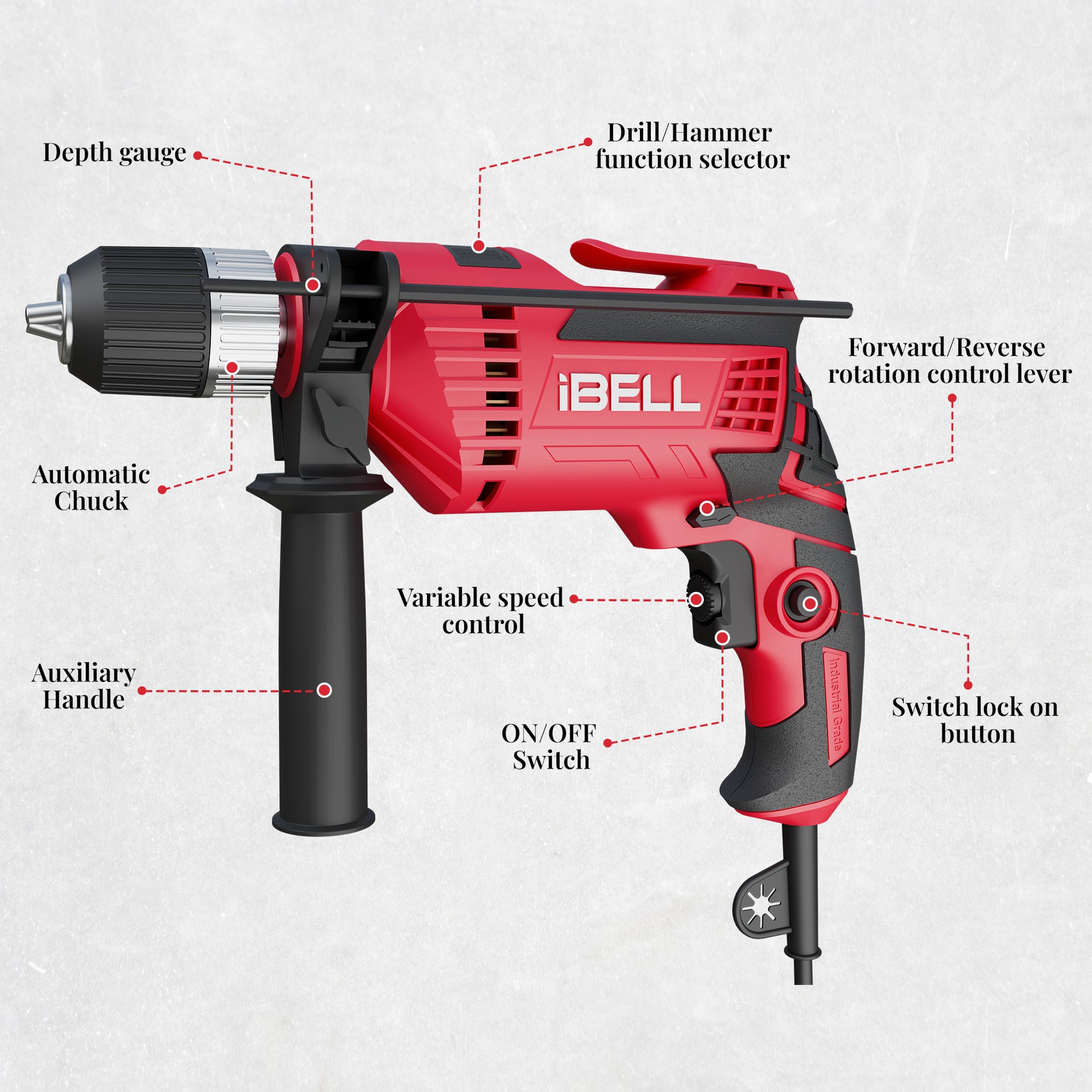 iBELL Impact Drill ID 13-80 13MM, 650W, 2800RPM with Auto Chuck in BMC ...
