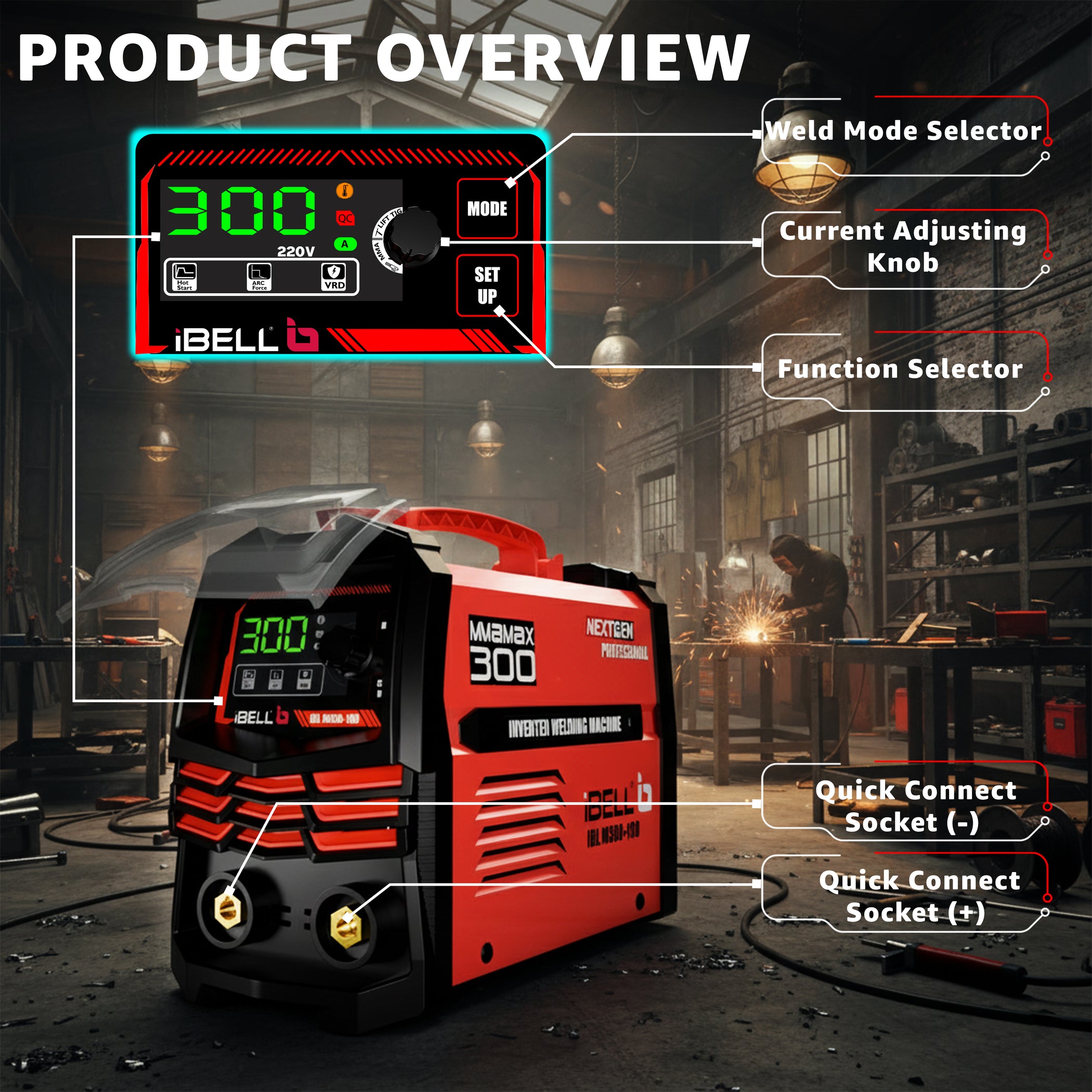 iBELL IBL M300-18D Inverter ARC Welding Machine 300A | IGBT Technology ...
