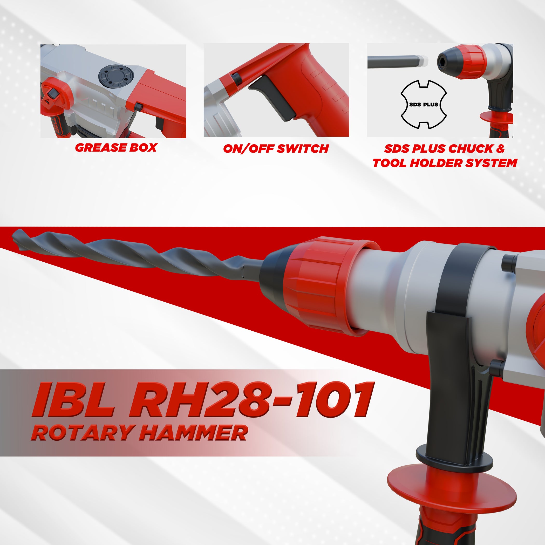 iBELL IBL RH28-101 Heavy Rotary Hammer Core Drill Machine,1000W,750RPM ...