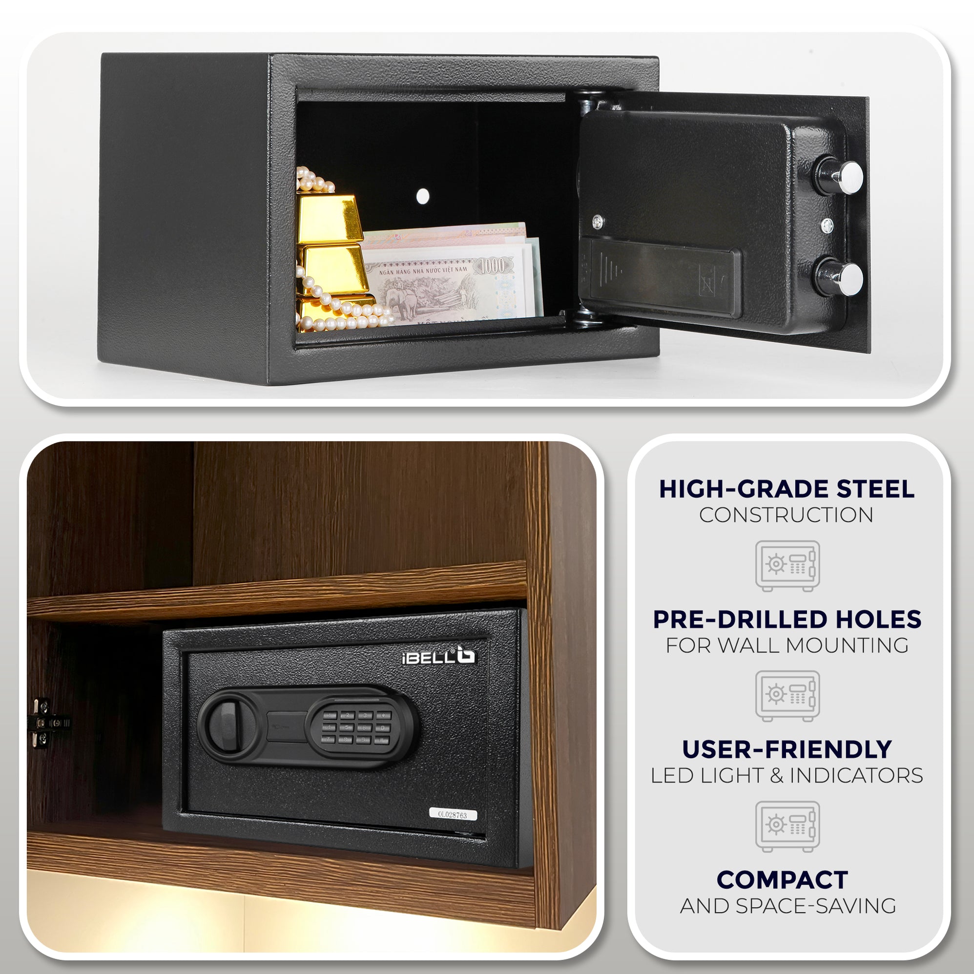 IBELL SL-20S 12.4L Locker Box For Money & Jewellery, Electronic Safe L ...