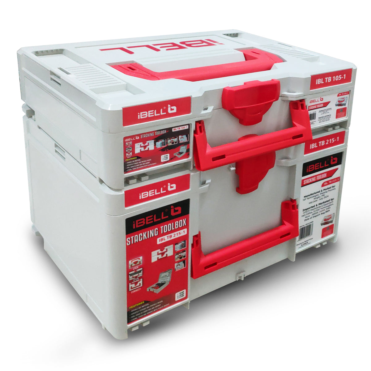 iBELL Dual Size Stackable Tool Storage Boxes - TB215-1 (Large) & TB105 ...