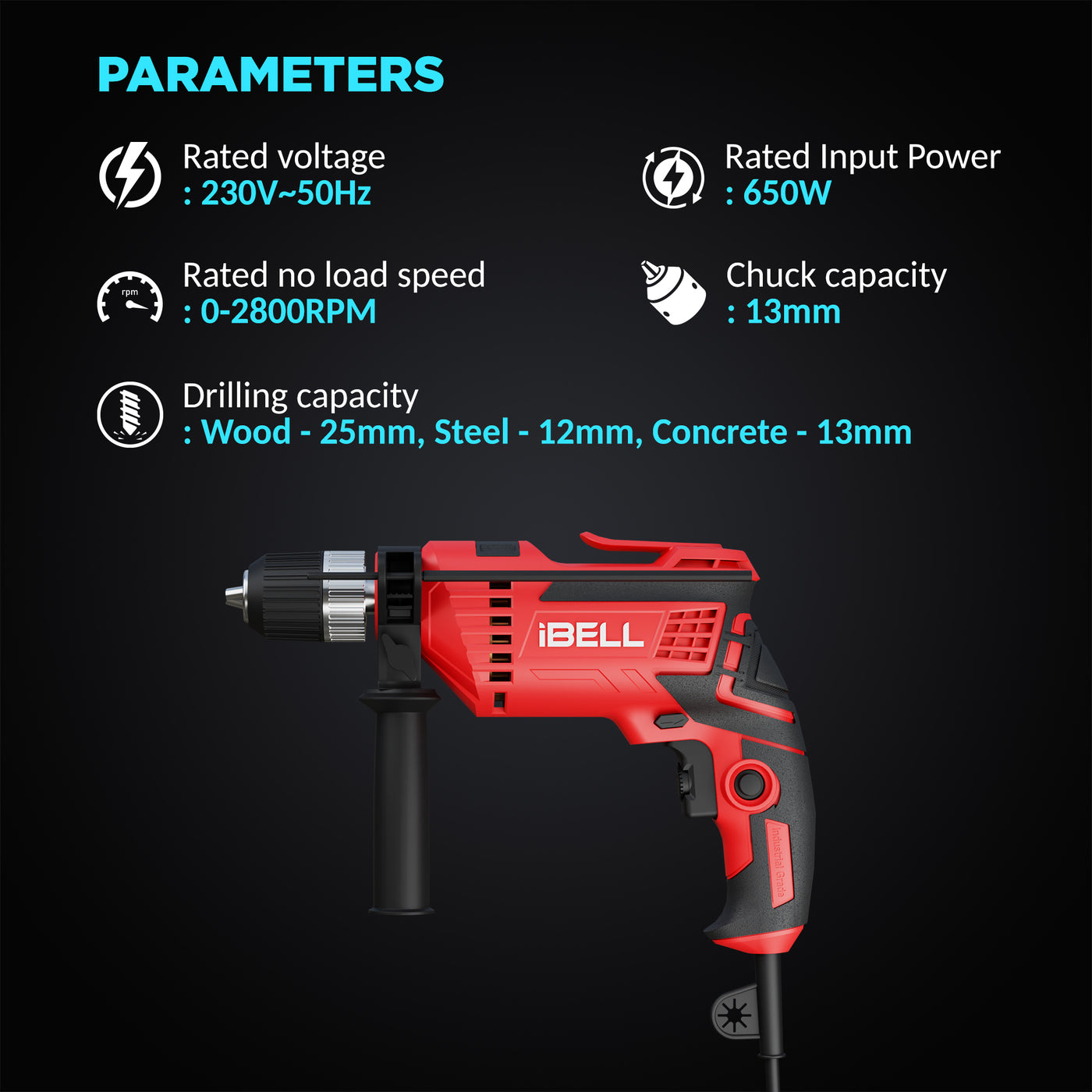 iBELL TD13-100, 650 W Professional Tool Kit (Pack of 115) - 6 Months W ...