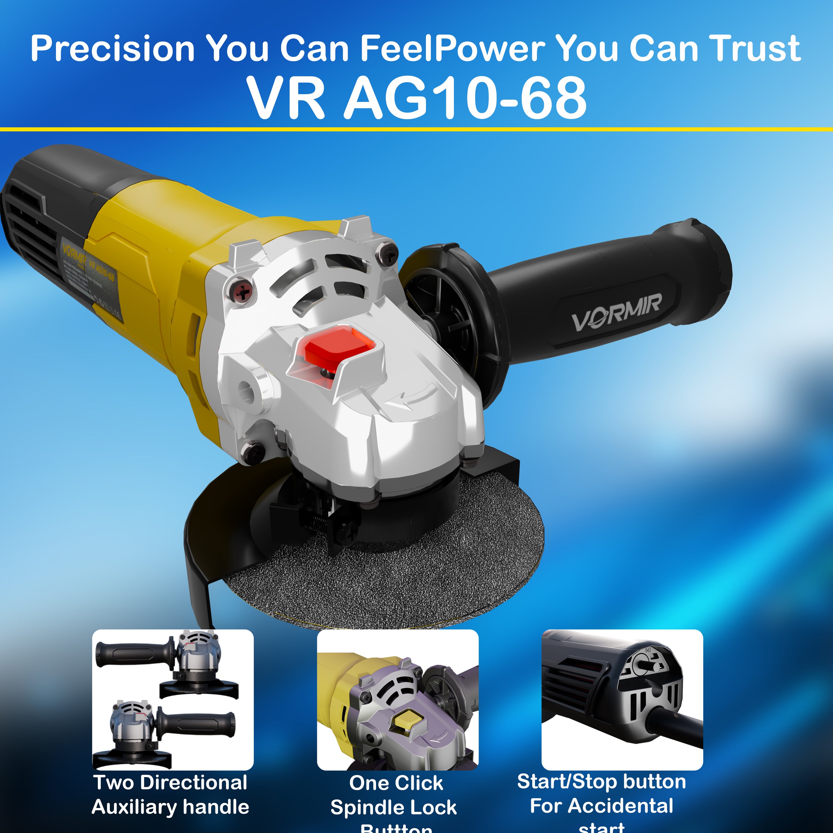 iBELL VORMIR Angle Grinder AG10-68 | 680W Heavy Duty | Copper Armature ...