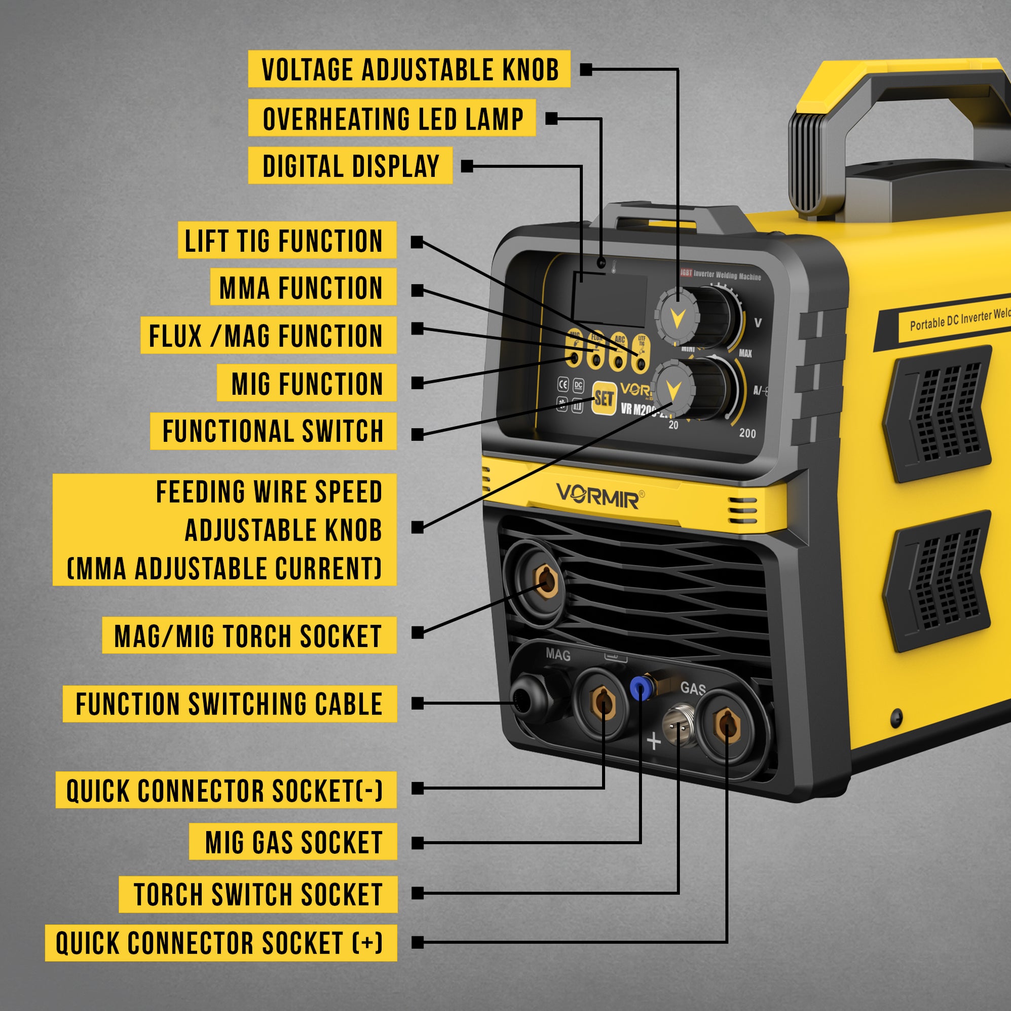 iBELL VORMIR VR M200-22 Inverter MMA/MIG/MAG/TIG LIFT Welding Machine ...