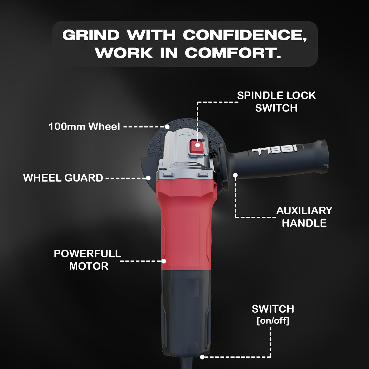 IBELL Angle Grinder AG10-68, 680W Heavy Duty, Copper Armature, Disc Di ...