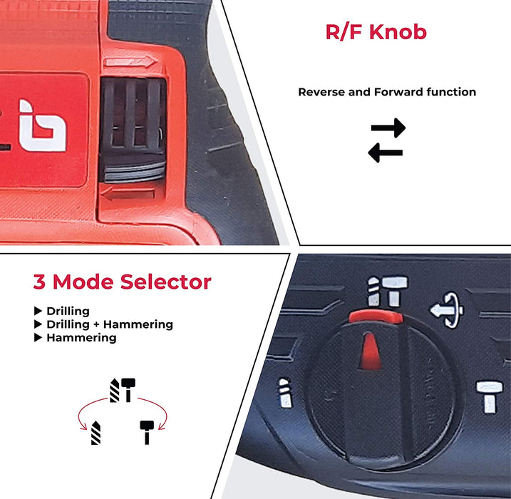 iBELL RH26-26, SDS-Plus, 26MM, 780W Heavy Duty Rotary Hammer Drill, Sa ...