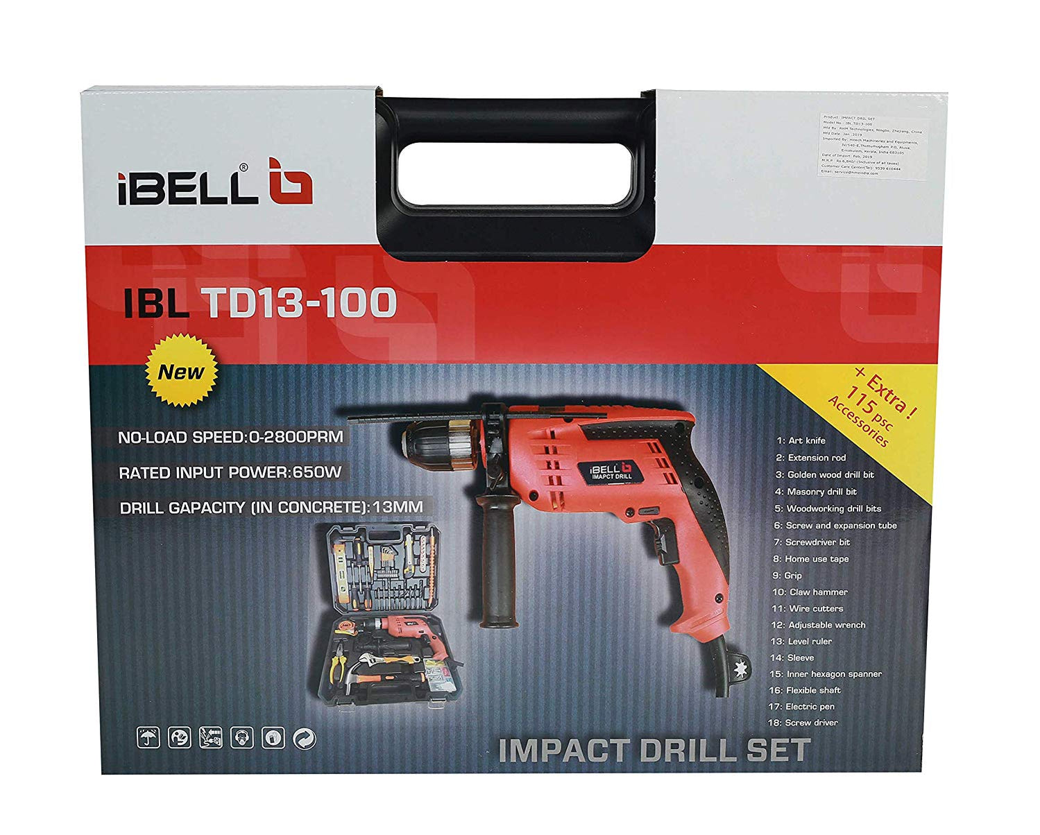 iBELL TD13-100, 650 W Professional Tool Kit (Pack of 115) - 6 Months W — ibelltools